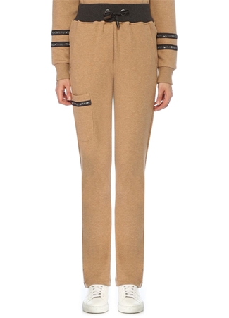 Eleventy Kadın Kamel Antrasit Taşlı Şerit Detaylı Eşofman Altı Kahverengi XS EU