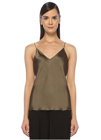 Theory Kadın Haki V Yaka İnce Askılı Bluz S EU