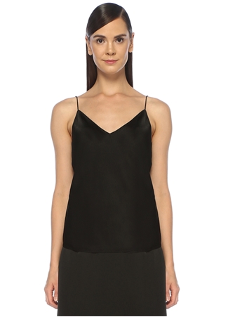 Theory Kadın Siyah V Yaka İnce Askılı Bluz L EU