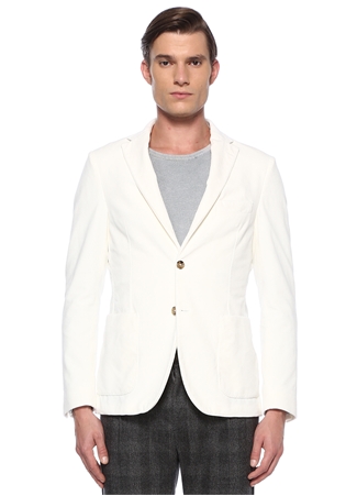 Eleventy Erkek Beyaz Kelebek Yaka Kadife Ceket Bej 54 IT