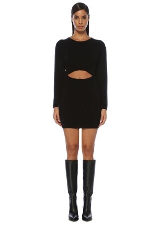 IRO Kadın Devlin Siyah Kesim Detaylı Mini Yün Elbise M EU