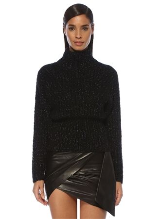 IRO Kadın Kellers Siyah Dik Yaka Parlak Nakışlı Kazak XS EU