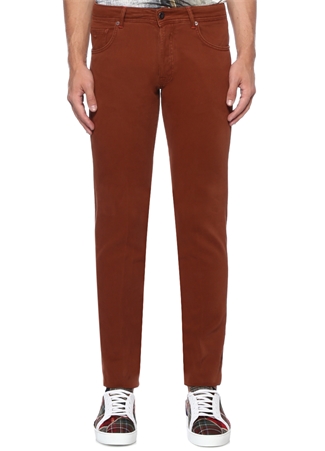 Marco Pescarolo Erkek Nerano Kiremit Boru Paça Jean Pantolon Kırmızı 3 US