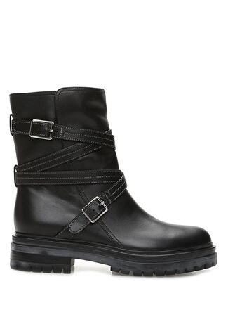 Gianvito Rossi Kadın Maren Siyah Kemer Detaylı Deri Bot 36 EU