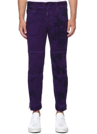 Dsquared2 Erkek Biker Ski Mor Normal Bel Desenli Jean Pantolon 52 IT