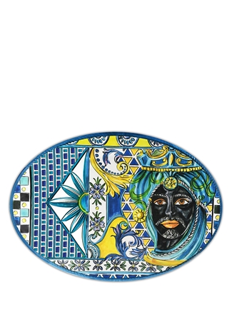 Baci Milano Barok Mavi Oval Formlu Servis Tabağı Baci Milano Barok Mavi Oval Formlu Servis Tabağı