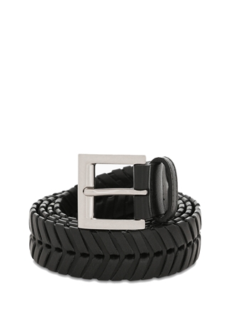 Bottega Veneta Erkek Siyah Örgü Dokulu Deri Kemer S EU Bottega Veneta Erkek Siyah Örgü Dokulu Deri Kemer S EU