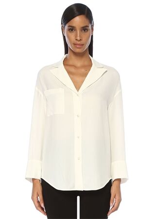 Emporio Armani Kadın Beyaz Kelebek Yaka Gömlek 42 IT