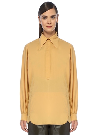 Alberta Ferretti Kadın Sarı Sivri Yaka Yarasa Kollu Gömlek 40 IT