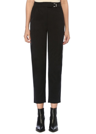 Alberta Ferretti Kadın Siyah Yüksek Bel Kemerli Büzgü Detaylı Pantolon 44 IT