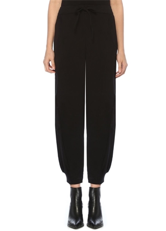 Alberta Ferretti Kadın Siyah Yüksek Bel Logo Nakışlı Eşofman Altı L EU