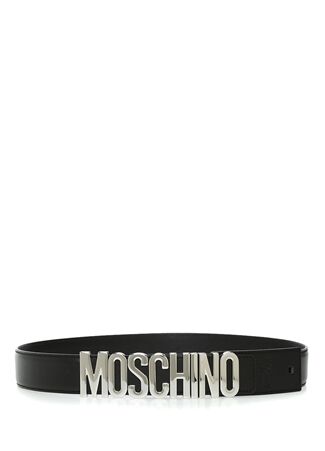 Moschino Kadın Siyah Logo Tokalı Deri Kemer 42 EU