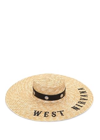 Kate Cate Kadın Bej Yazı Baskılı Hasır Şapka 57 EU Kate Cate Kadın Bej Yazı Baskılı Hasır Şapka 57 EU