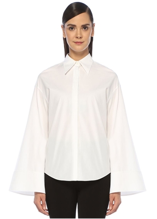 Sara Battaglia Kadın Beyaz Geniş Kesim Kol Detaylı Gömlek 40 FR