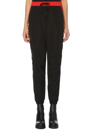 Marcelo Burlon Kadın Kırmızı Siyah Leopar Bloklu Spor Pantolon M EU Marcelo Burlon Kadın Kırmızı Siyah Leopar Bloklu Spor Pantolon M EU