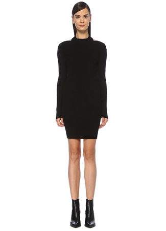 Helmut Lang Kadın Siyah Sırt Dekolteli Mini Triko Elbise S EU
