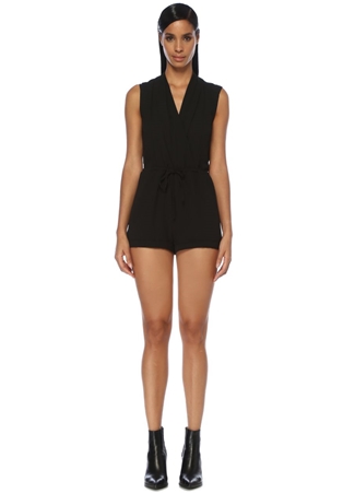 Allsaints Kadın Cassie Siyah V Yaka Büzgülü Mini Anvelop Tulum L EU