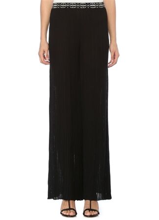 Missoni Kadın Siyah Beli Jakarlı Bol Paça Pilili Pantolon 42 IT