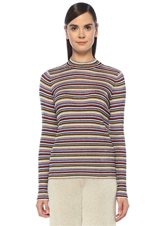 Missoni Kadın Dik Yaka Simli Çizgili Triko 42 IT