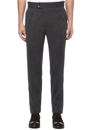 Isaia Erkek Antrasit Melanj Normal Bel Dar Paça Spor Pantolon Gri 54 IT