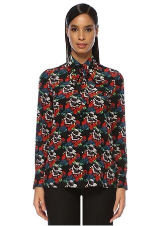 Valentino Kadın Undercover Lovers Siyah Bağcıklı İpek Gömlek Kırmızı 42 IT