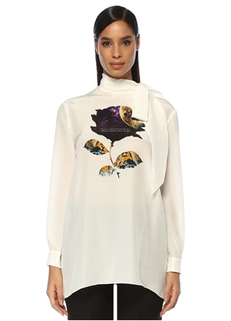 Valentino Kadın Undercover Cosmos Beyaz Yakası Bağlı İpek Gömlek Bej 42 IT Valentino Kadın Undercover Cosmos Beyaz Yakası Bağlı İpek Gömlek Bej 42 IT