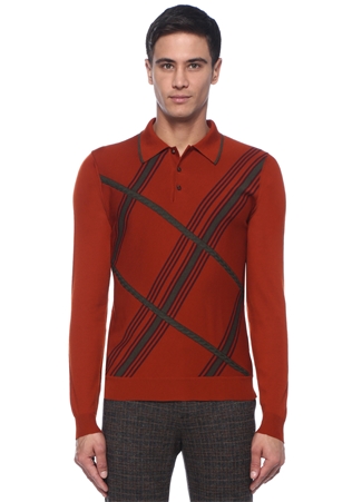 Etro Erkek Turuncu Polo Yaka Yün Kazak S EU