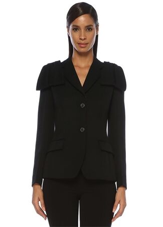 Prada Kadın Siyah Omzu Fiyonk Detaylı Yün Ceket 42 IT