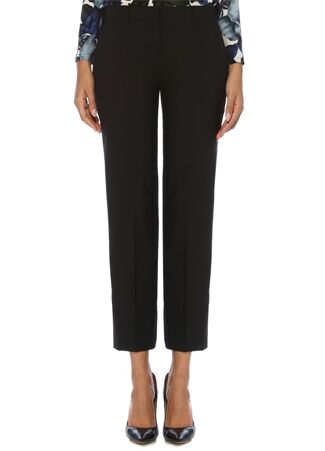 Prada Kadın Siyah Düşük Bel Dar Paça Yün Pantolon 40 IT