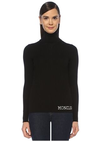 Moncler Kadın Siyah Balıkçı Yaka Yün Triko Kazak M EU