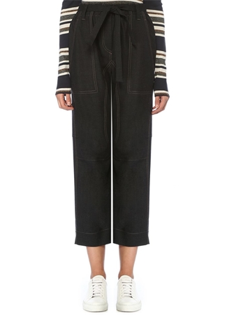 Brunello Cucinelli Kadın Antrasit Yüksek Bel Kuşaklı Yün Pantolon Gri 36 IT