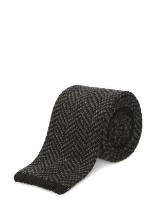 Canali Erkek Siyah Kırçıllı İpek Kravat EU