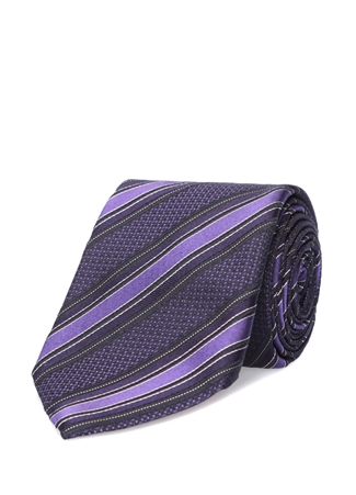 Canali Erkek Mor Verev Çizgili İpek Kravat EU Canali Erkek Mor Verev Çizgili İpek Kravat EU