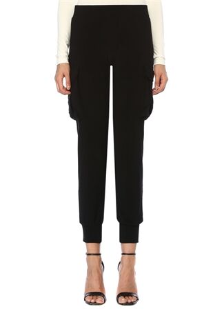 Norma Kamali Kadın Siyah Kargo Cepli Pantolon L EU