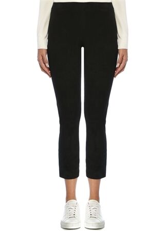 Vince Kadın Siyah Paçası Yırtmaç Detaylı Süet Pantolon M EU