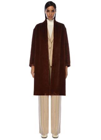 Vince Kadın Kahverengi Beli Kuşaklı Suni Kürk Palto M EU