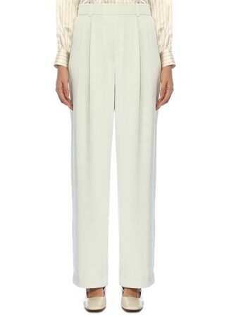 Vince Kadın Su Yeşili Pilili Bol Kesim Saten Pantolon Yeşil S EU