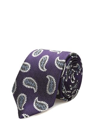 Beymen Club Erkek Mor Şal Desenli İpek Kravat EU