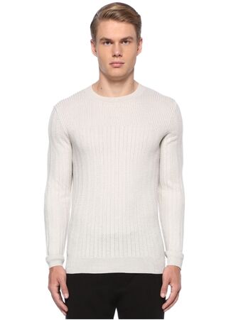 Zegna Erkek Bej Örgü Dokulu Yün Triko Kazak 54 IT