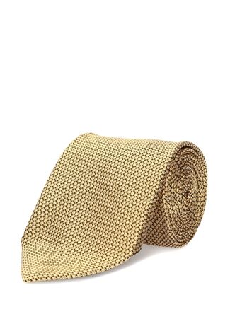 Zegna Erkek Sarı Mikro Desenli İpek Kravat EU IT