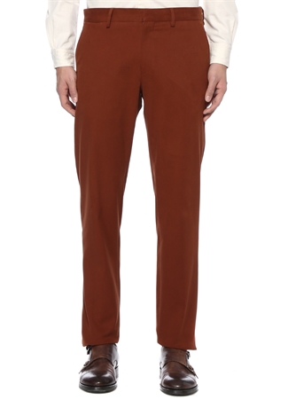Zegna Erkek Taba Normal Bel Boru Paça Kanvas Pantolon Turuncu 50 IT