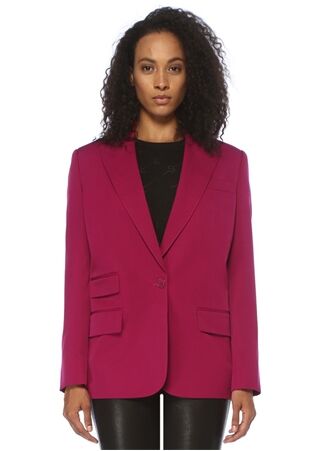 Stella McCartney Kadın Straight Fit Şeftali Tek Düğmeli Blazer Ceket Mor 38 IT