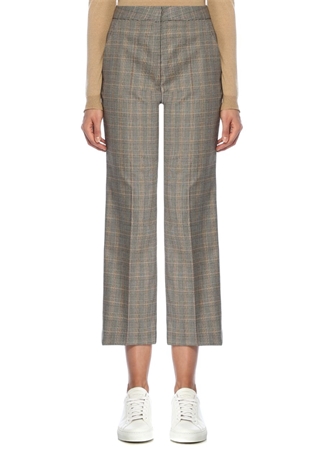 Stella McCartney Kadın Carlie Slim Fit Ekose Desenli Crop Yün Pantolon Kahverengi 38 IT Stella McCartney Kadın Carlie Slim Fit Ekose Desenli Crop Yün Pantolon Kahverengi 38 IT