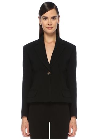 Versace Kadın Siyah Kelebek Yaka Tek Düğmeli Blazer Ceket 44 IT Versace Kadın Siyah Kelebek Yaka Tek Düğmeli Blazer Ceket 44 IT