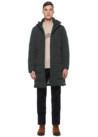 Kiton Erkek Yeşil Kapüşonlu Puff Kaban 50 IT