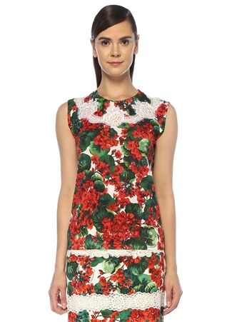 Dolce&Gabbana Kadın Portofino Kırmızı Çiçekli Dantelli Kolsuz Triko 38 IT Dolce&Gabbana Kadın Portofino Kırmızı Çiçekli Dantelli Kolsuz Triko 38 IT
