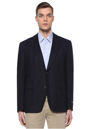 Pal Zileri Erkek Lacivert Kelebek Yaka Mikro Dokulu Yün Ceket 52 IT