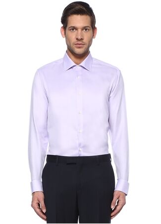Pal Zileri Erkek Lila Devrik Manşet Detaylı Gömlek Mor 39 IT