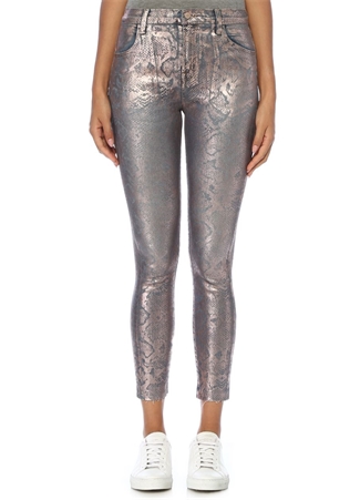J Brand Kadın Alana Rose Gold Yılan Desenli Skinny Jean Pantolon 23 US