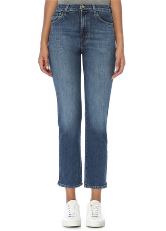 J Brand Kadın Jules Yüksek Bel Boru Paça Jean Pantolon Mavi 23 US